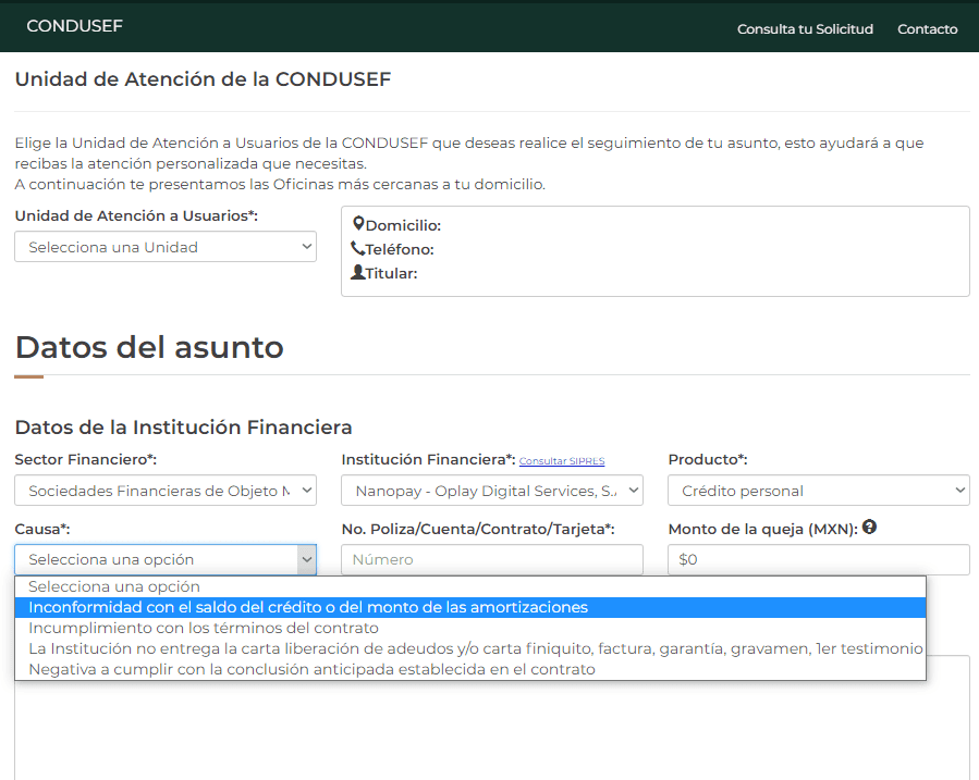 ¿Cómo hacer una queja de Nanopay en CONDUSEF?